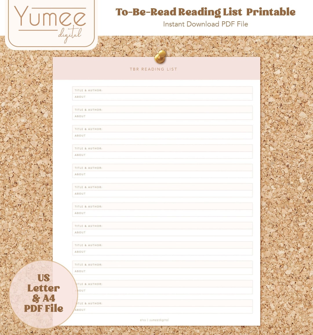 Minimalist TBR List Printable: Reading Log Template (PDF Download) - Etsy