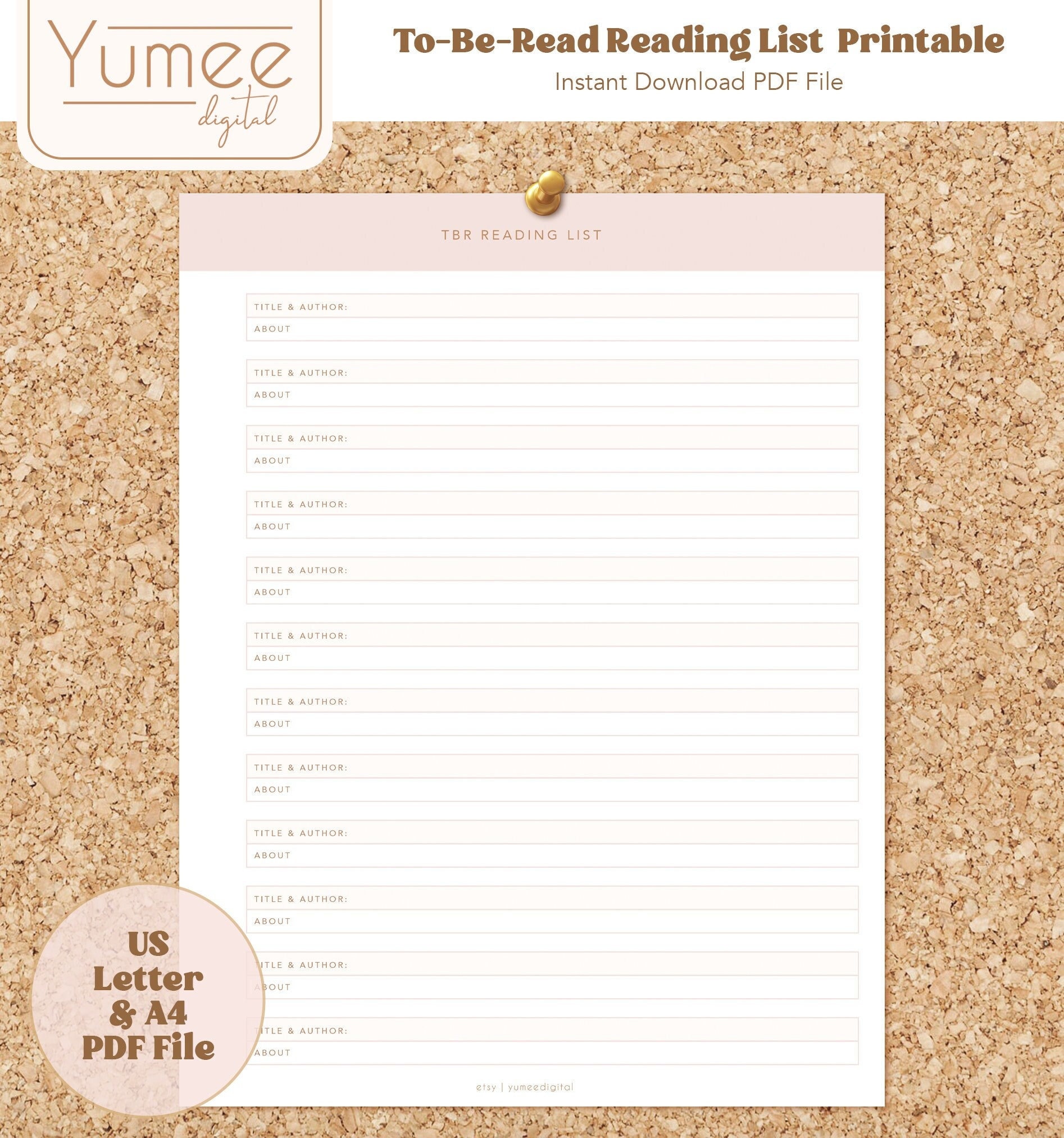 Minimalist TBR List Printable: Reading Log Template (PDF Download) - Etsy