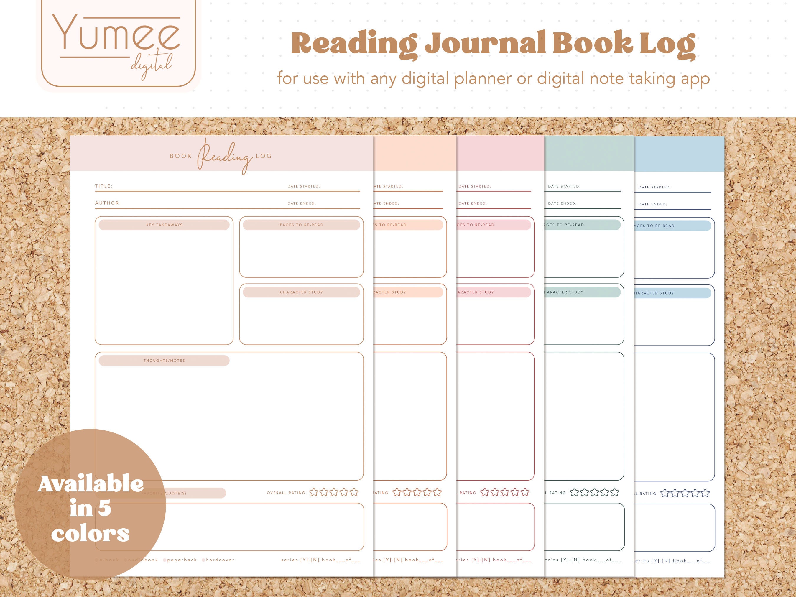 Reading Journal Book Log-digital Planner Page Instert-reading List PDF ...
