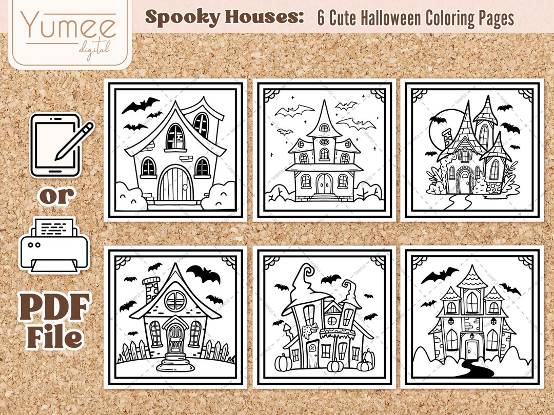 Halloween Themed Haunted House Printable Coloring Pages - Hand ...