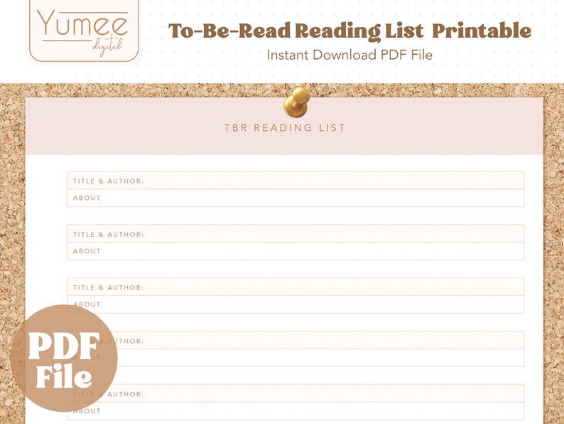 Minimalist TBR List Printable: Reading Log Template (PDF Download) - Etsy