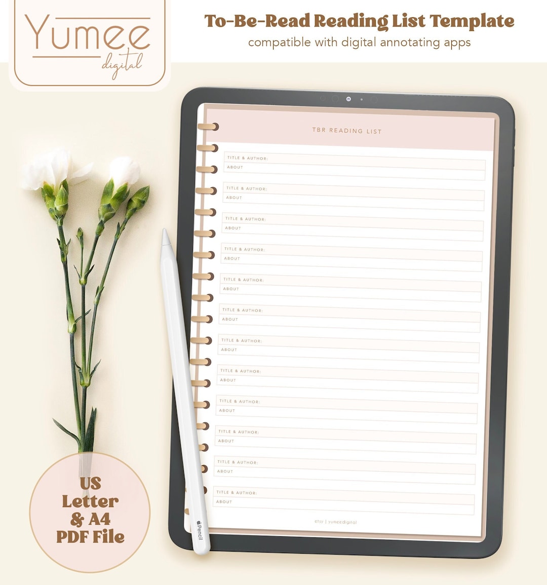 Digital To-be-read PDF Template - Digital TBR Planner Page - TBR ...