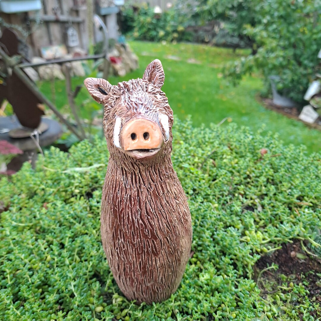 Fence Stool Wild Boar Pig Sow Garden Ceramic Decoration Handmade Gift ...