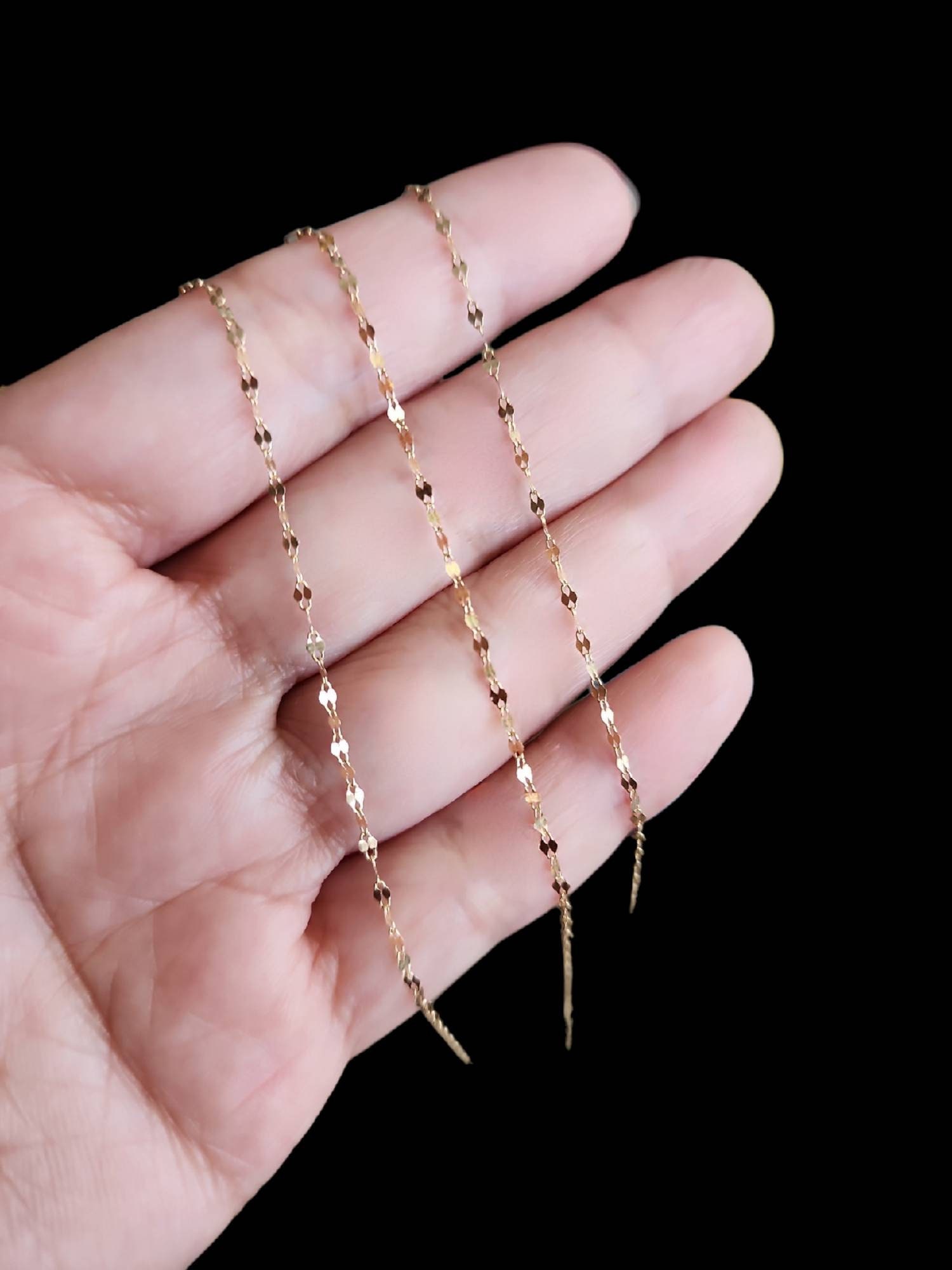 Box & Dancing Chain Necklaces, 18K Real Gold - Etsy