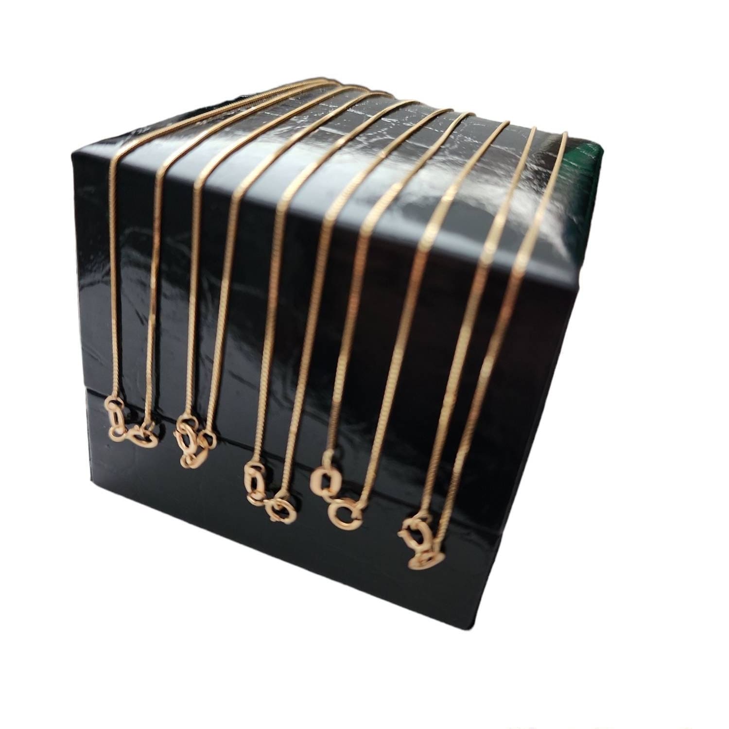 Box & Dancing Chain Necklaces, 18K Real Gold - Etsy