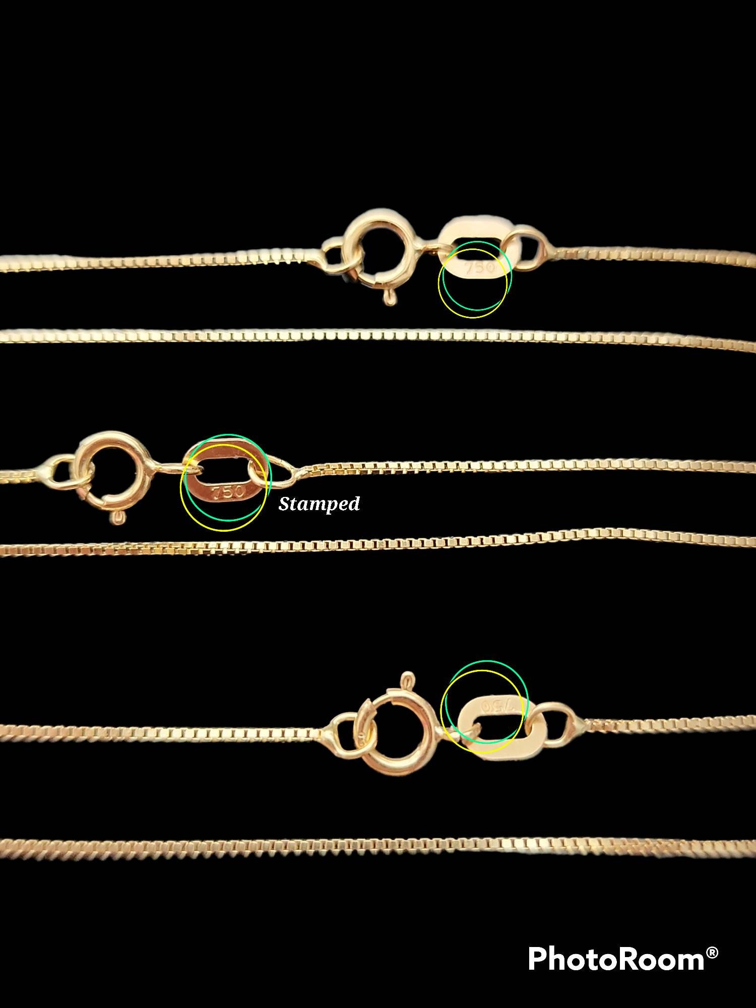 Box & Dancing Chain Necklaces, 18K Real Gold - Etsy