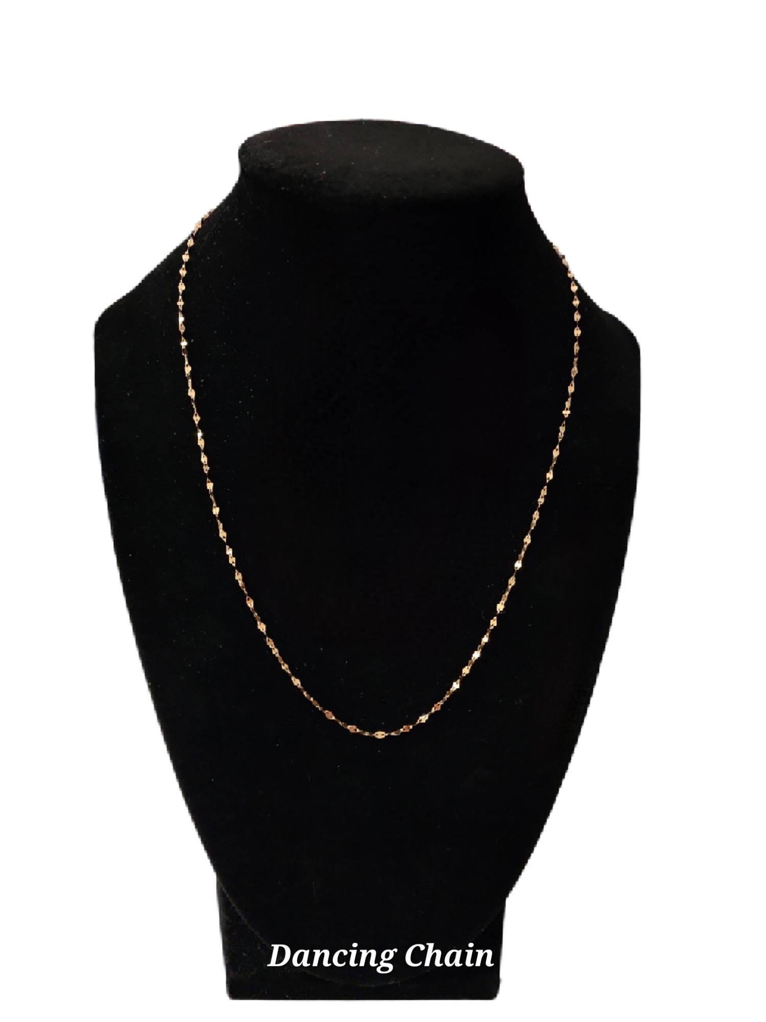 Box & Dancing Chain Necklaces, 18K Real Gold - Etsy