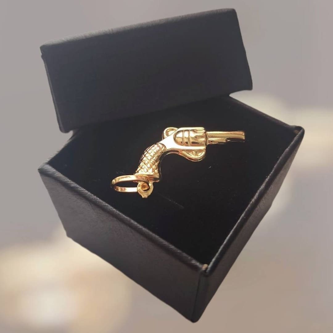 Gun Pendant 18K Real Gold - Etsy