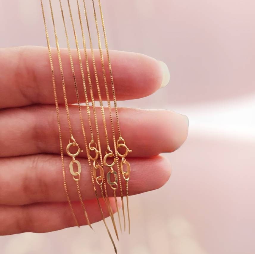 Box & Dancing Chain Necklaces, 18K Real Gold - Etsy