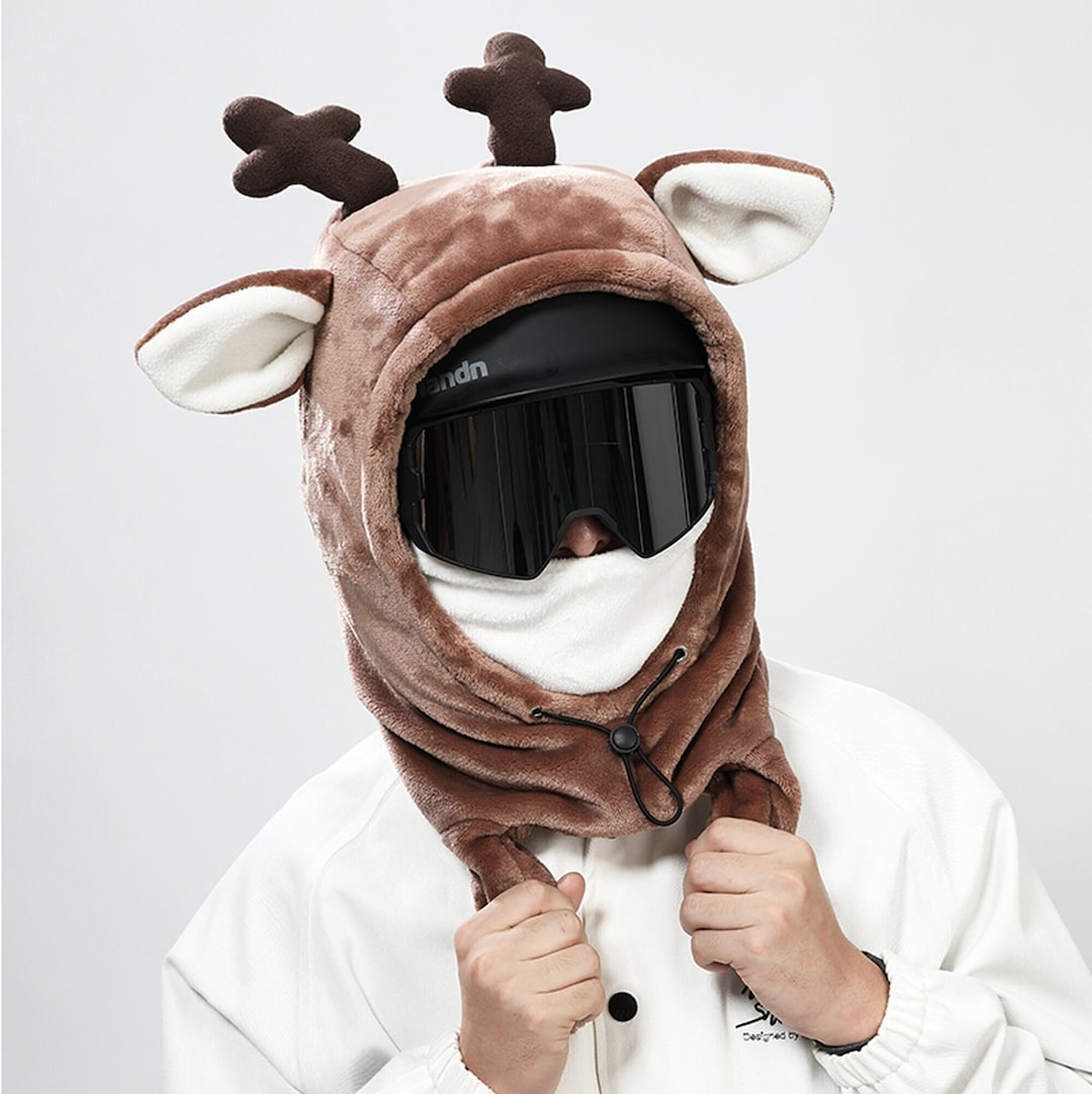 Reindeer Moving Ears Ski Mask Hats, Skiing/ Snowboard Sports Balaclava ...