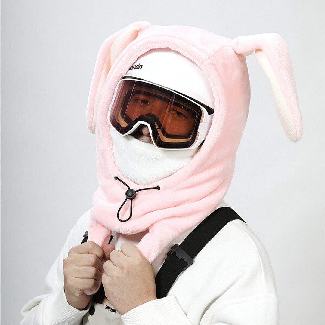 Pink Bunny Mask Balaclava, Moving Ears Hats, Skiing/snowboard Balaclava ...