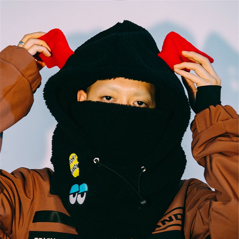 Black Bat Knit Ski Mask: Fleece Balaclava, Skiing/ Snowboard Sports ...