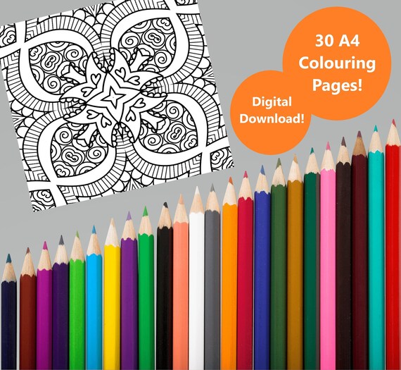 30 Colouring pages A4 colouring pages perfect for adults and | Etsy
