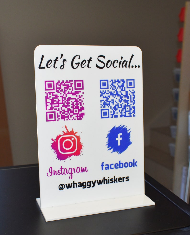 Acrylic Social Media Sign / Market Stall Sign / Social Media Signage ...