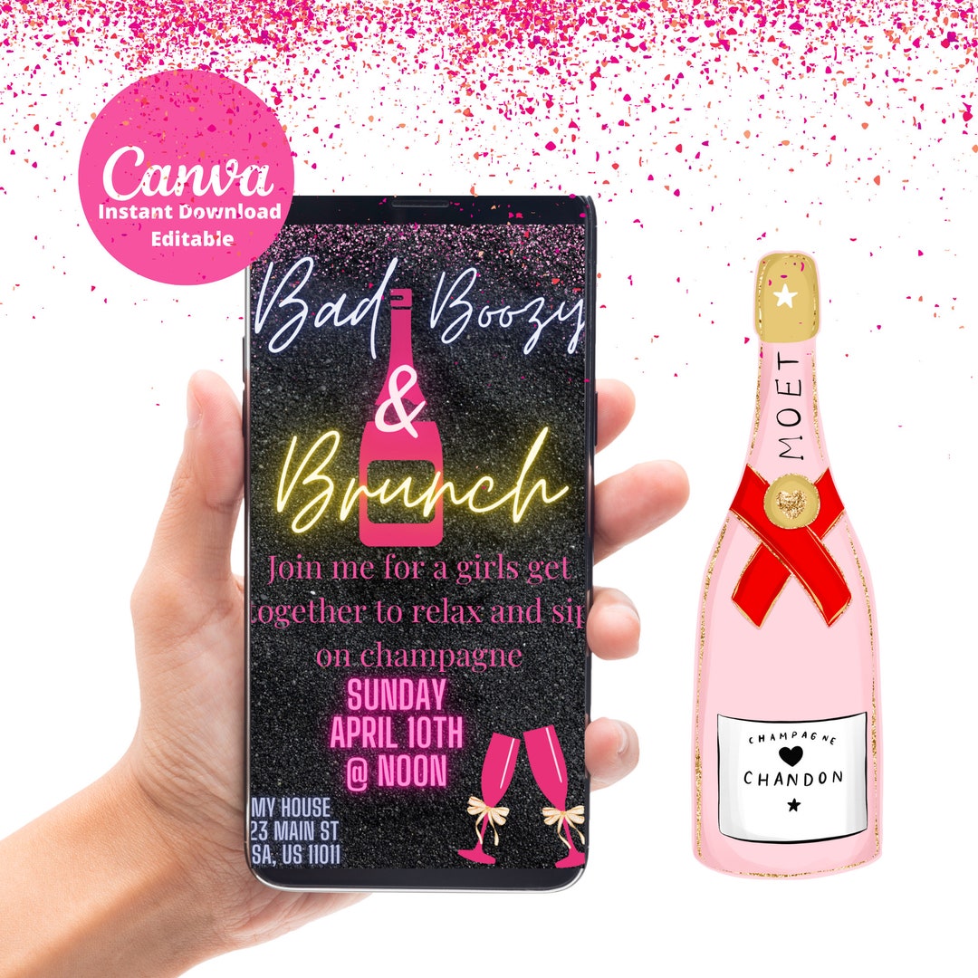 Bad and Boozy Brunch Girls Get Together Text Digital Personalized ...