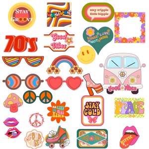 26 INSTANT DOWNLOAD Printable Hippie, & 70's Party Phot Booth Props ...