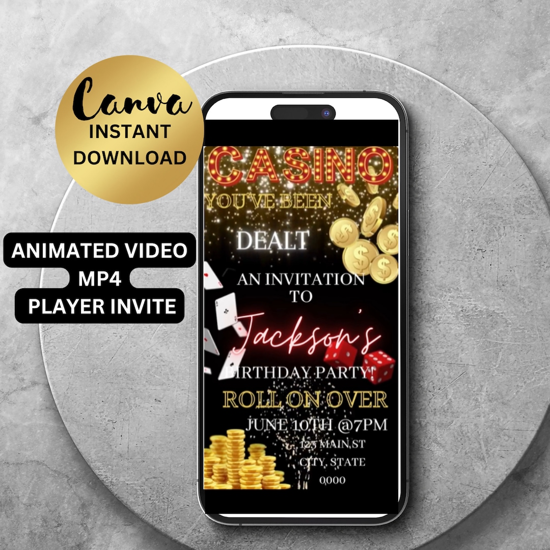 ANIMATED Download EDITABLE Poker Invitation, Poker Birthday Invitation ...