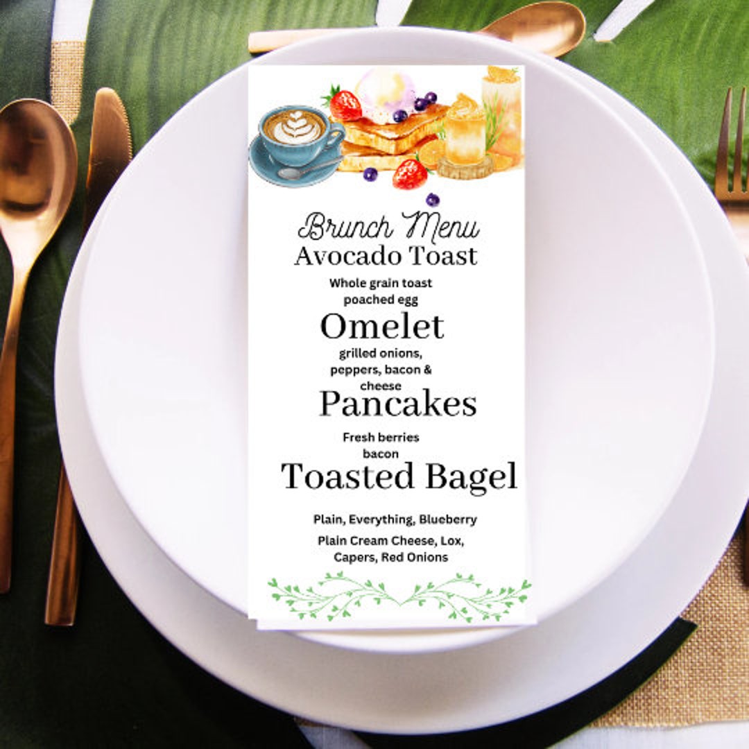 Custom Editable Brunch Breakfast Menu Template, Editable Breakfast Menu ...