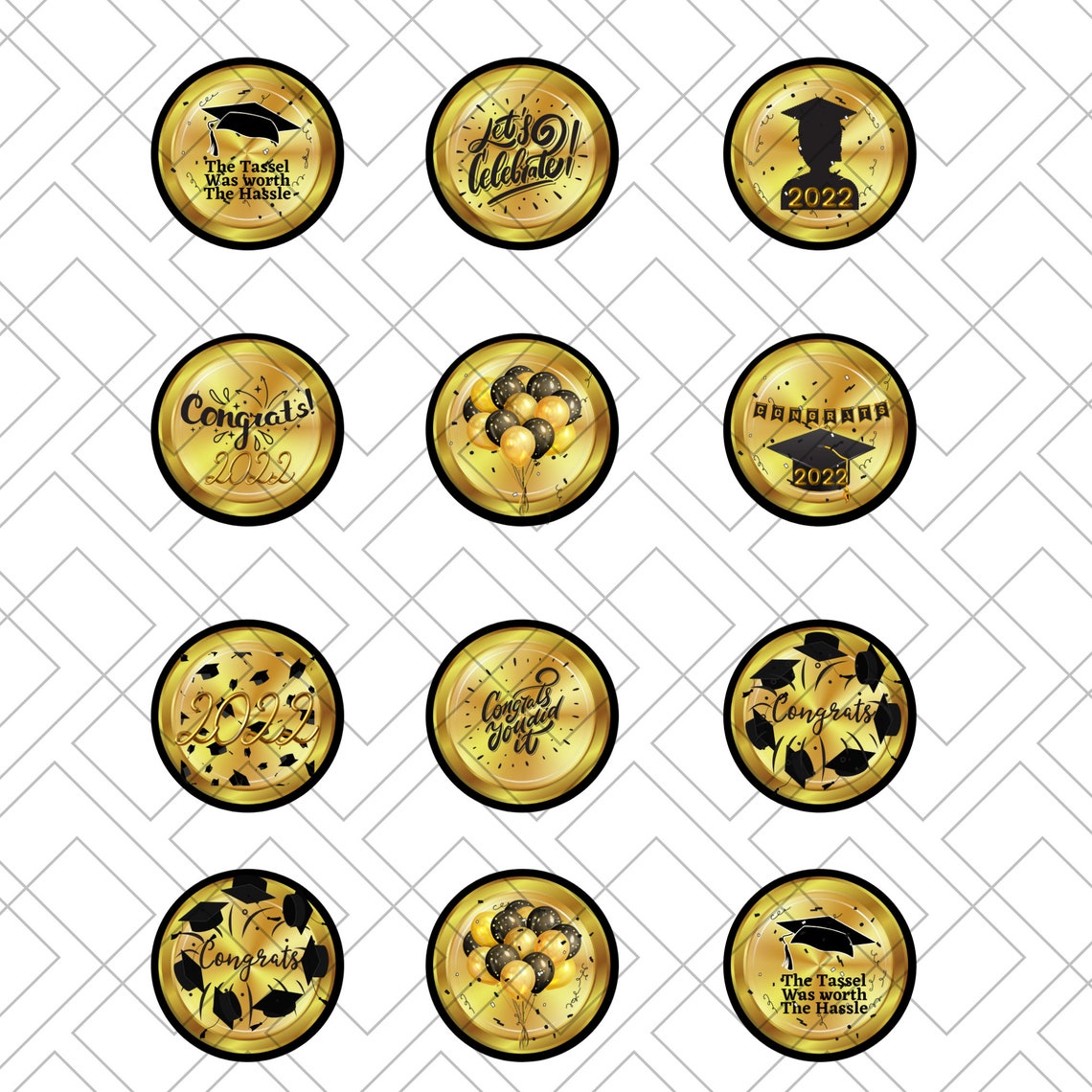 Printable Graduation Cupcake Toppers Gold and Black - Etsy