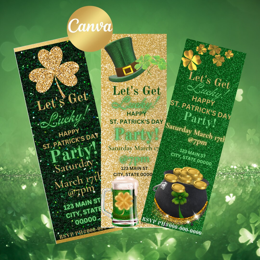 St. Patrick's Day Party Invite Tickets, Themed Party Invite Tickets ...
