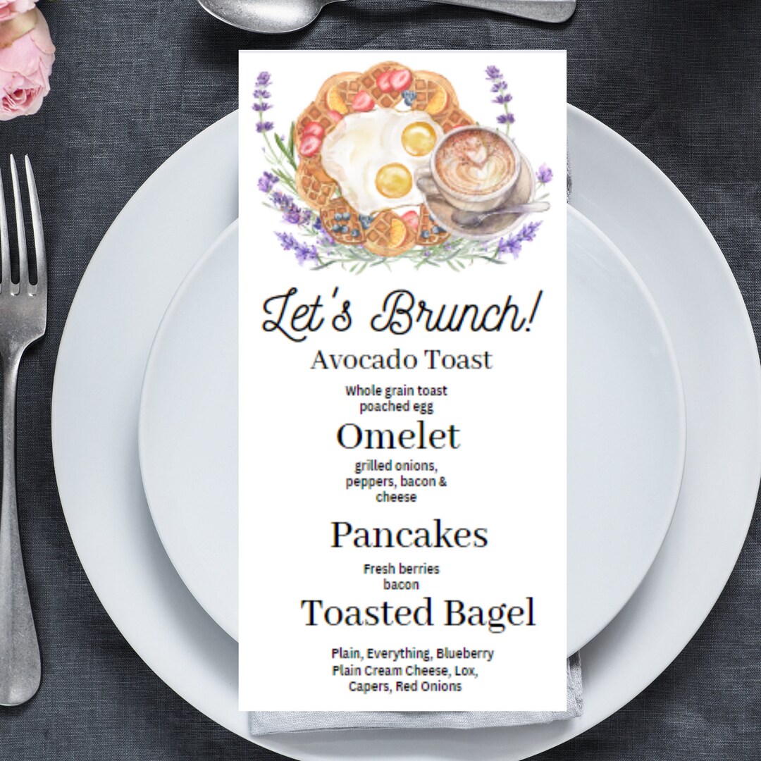 Custom Editable Brunch Breakfast Menu Template, Editable Breakfast Menu ...