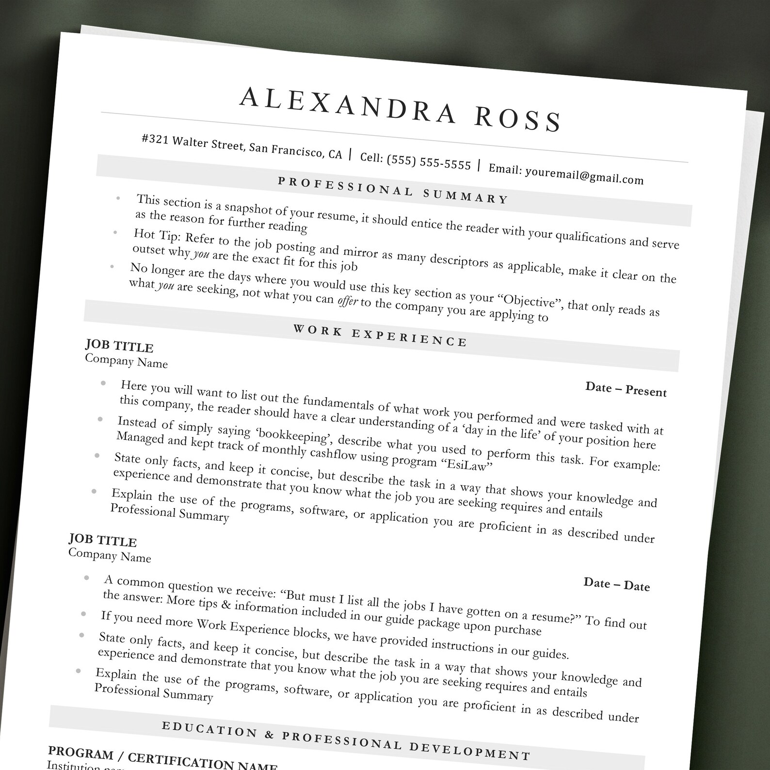 ATS Friendly Resume, Word Google Docs Resume, Teacher Resume Template ...