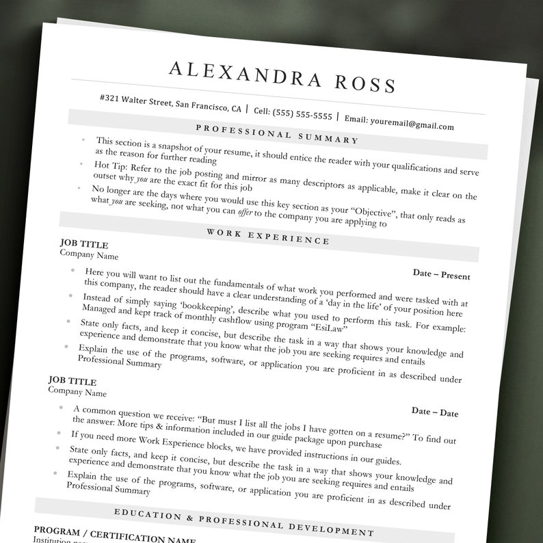 ATS Friendly Resume, Word Google Docs Resume, Teacher Resume Template ...