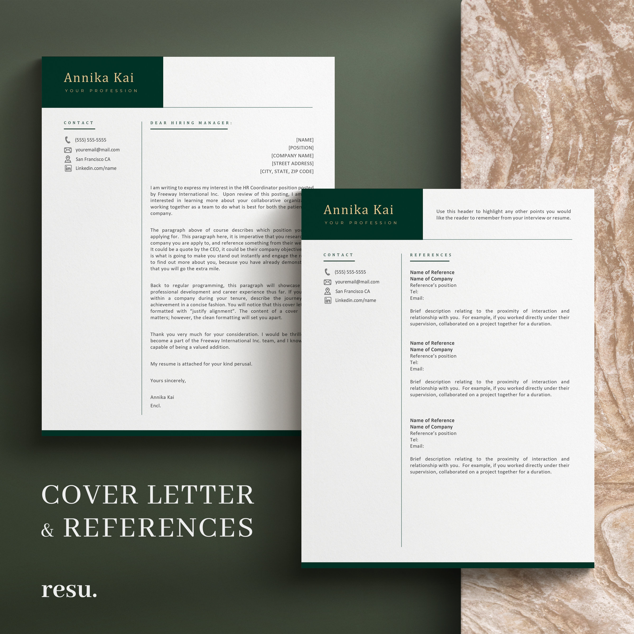 One Page Resume Template Instant Download, Cv Template Professional ...
