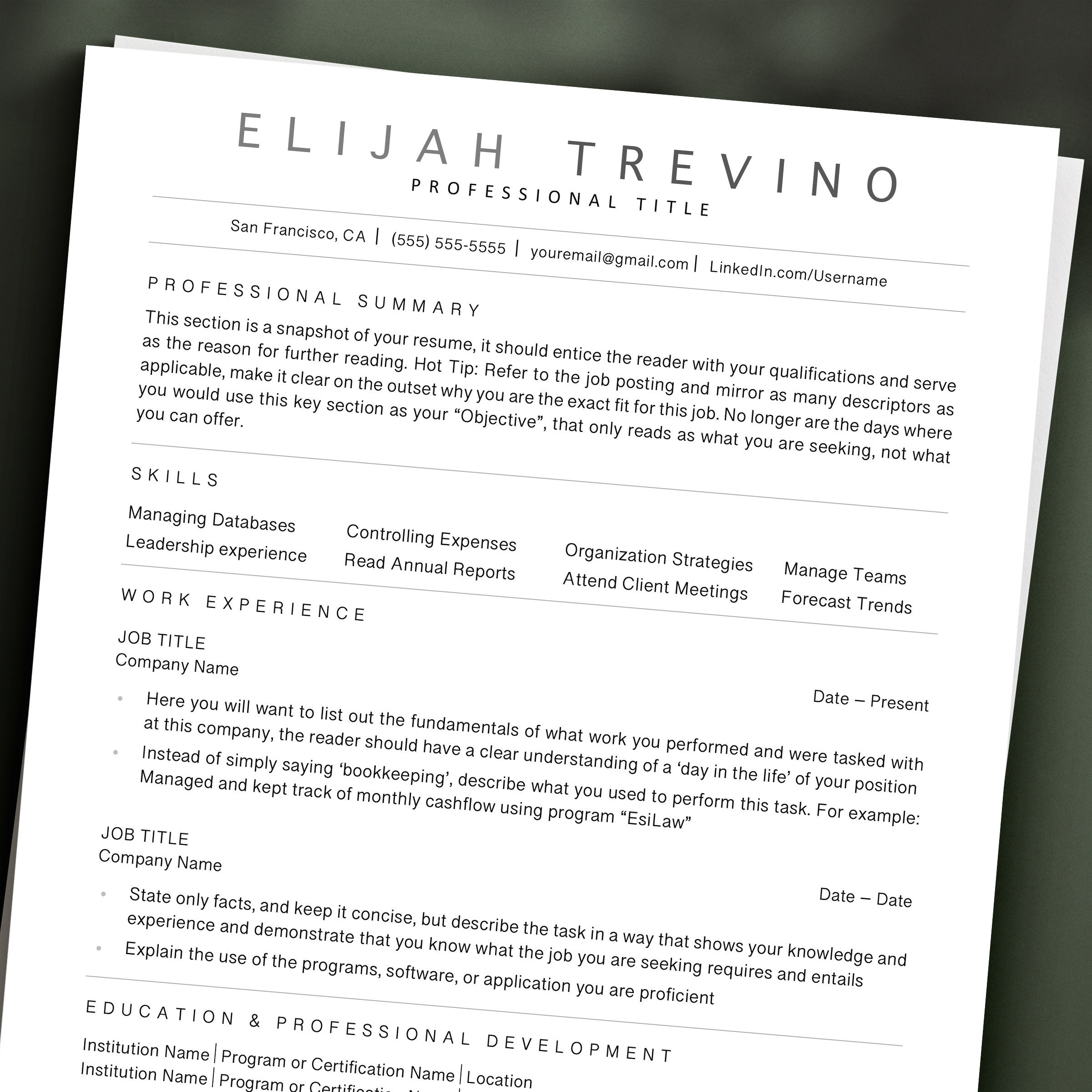 ATS Friendly Resume Templates, Modern Resume, ATS Resume Template ...