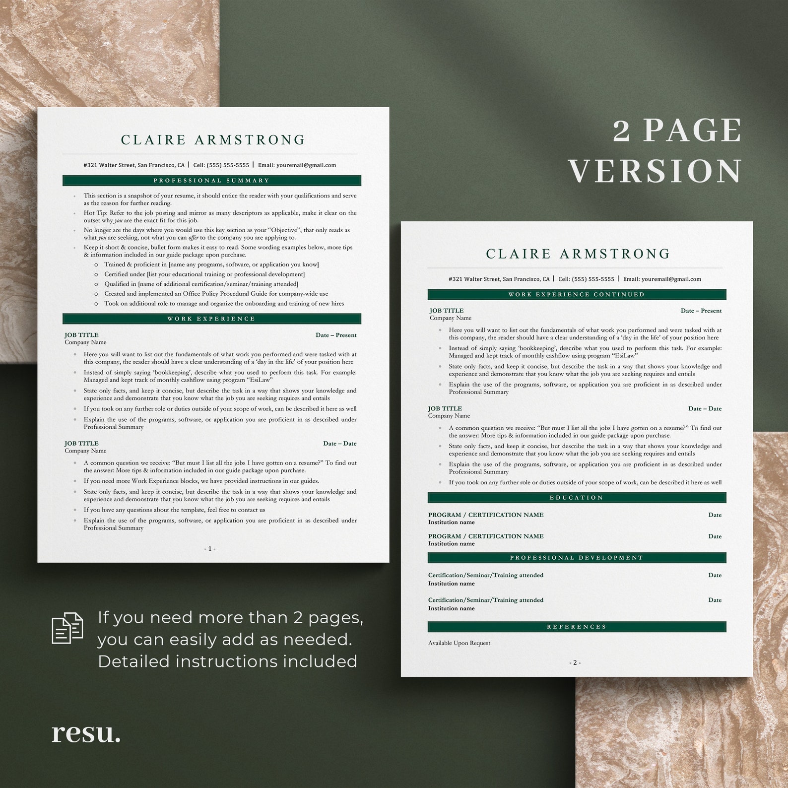 ATS Friendly Resume Template Word, Google Docs, ATS Resume, ATS Cv ...