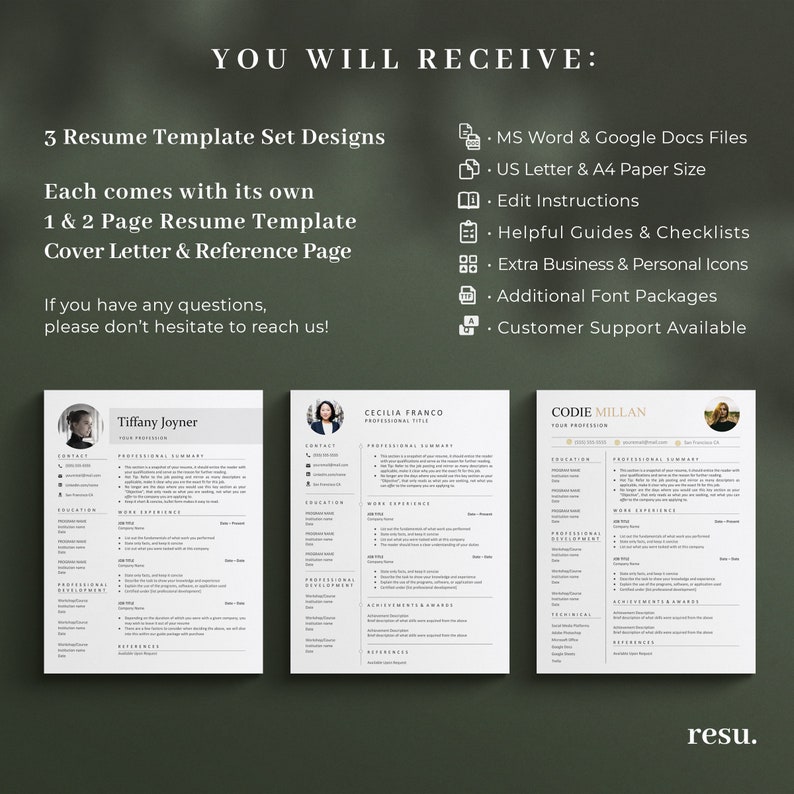 Photo Resumes, Headshot Resume Bundle, Resume Google Docs, Cv Template ...