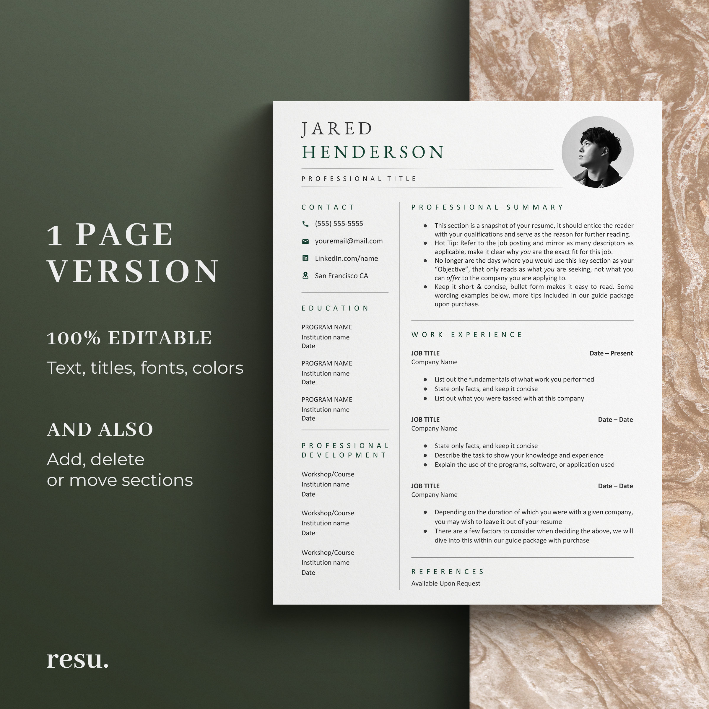 Cv Template, Minimalist Resume Template Word, Modern Resume With Photo ...