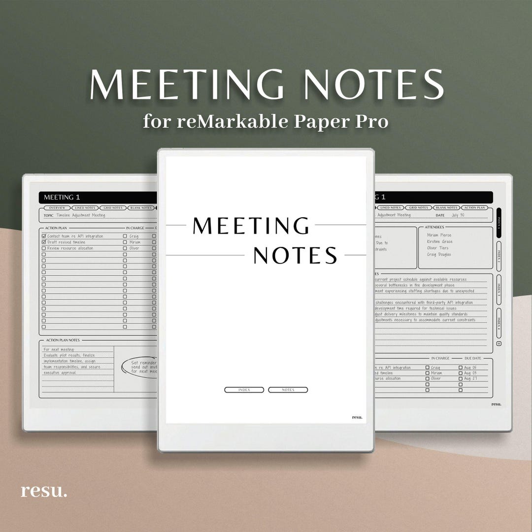 Meeting Minutes Remarkable Pro, Meeting Book Remarkable Paper Pro ...