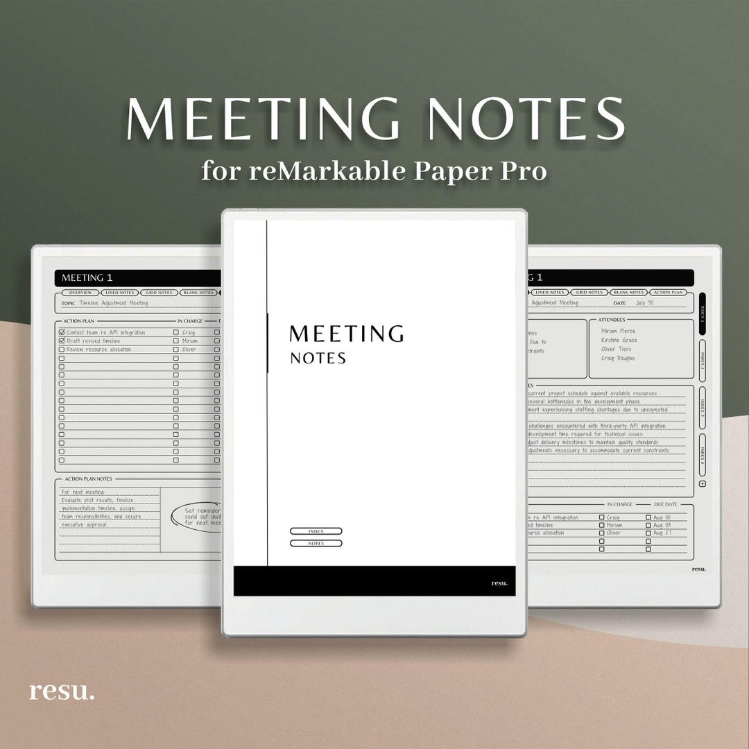 Meeting Notes Remarkable Paper Pro, Digital Planner for Rmpp, Planner ...