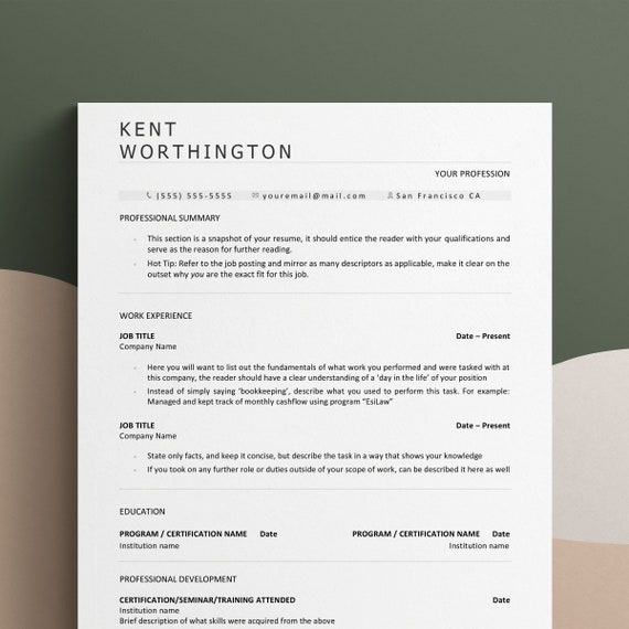 CV Template Simple Resume Google Doc Cv Template Word Cv - Etsy