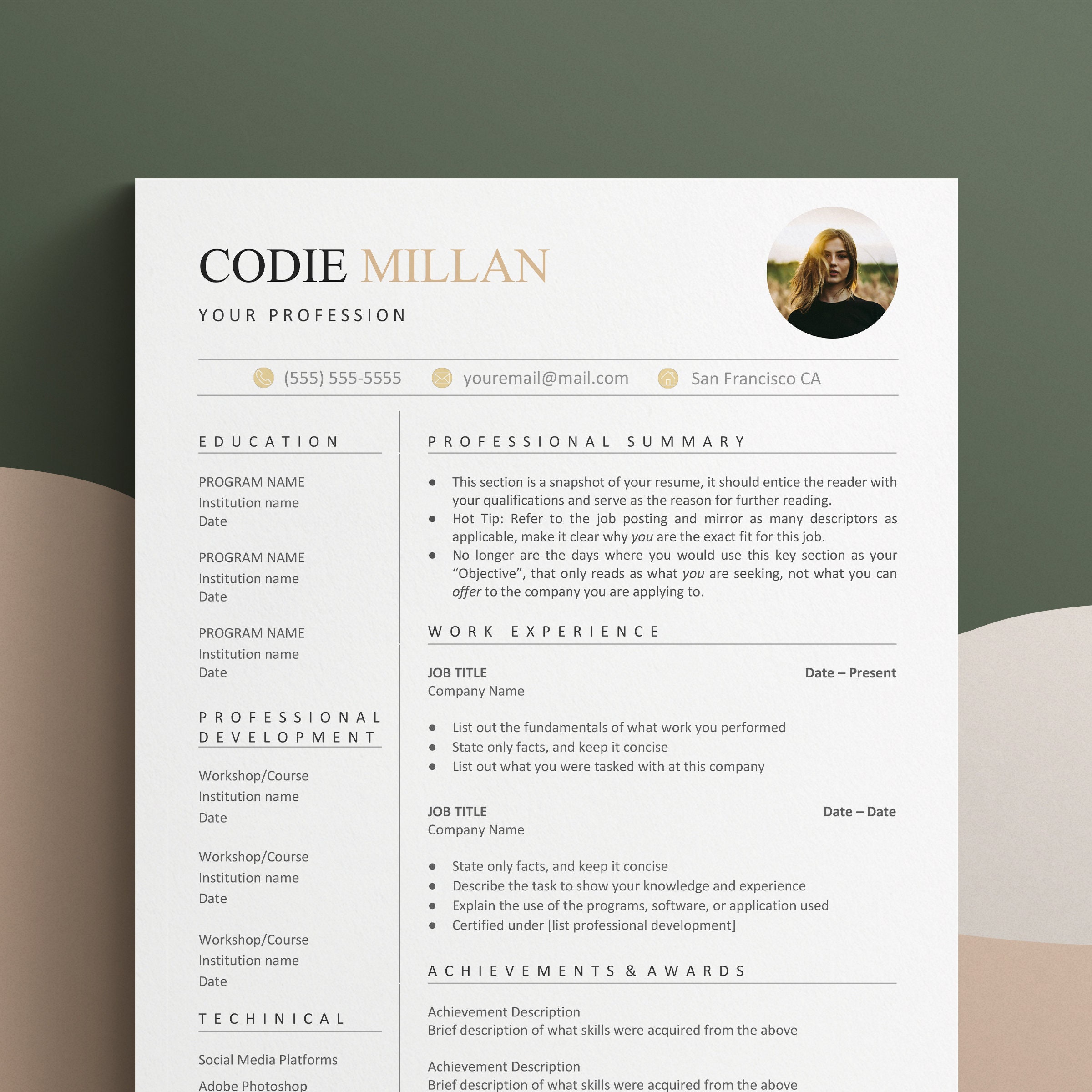 Photo Resumes, Headshot Resume Bundle, Resume Google Docs, Cv Template ...