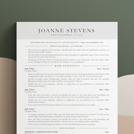 ATS Resume Template Word Google Docs Resume Teacher Resume - Etsy