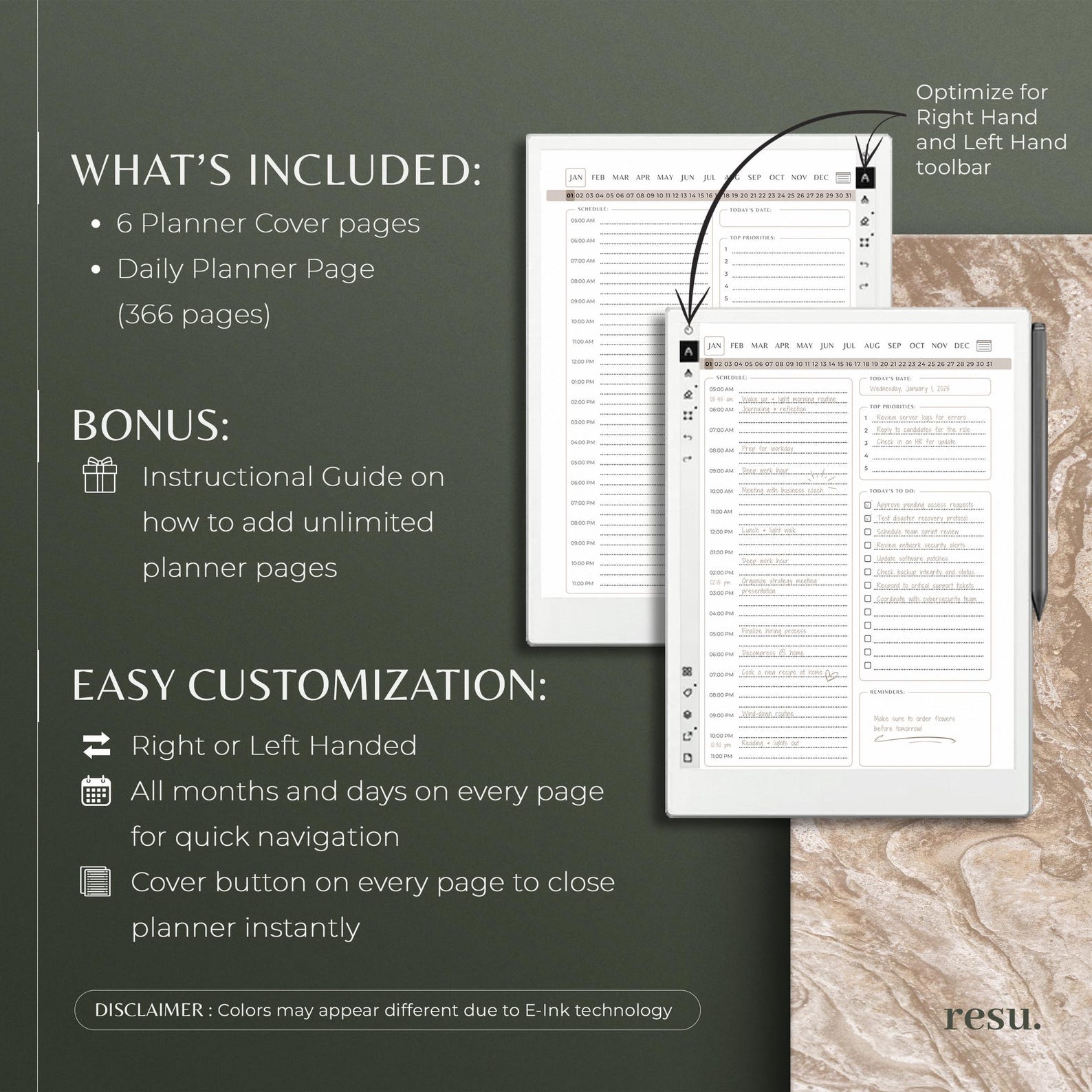 Remarkable Paper Pro Planner, Daily Digital Planner, Undated Reusable ...