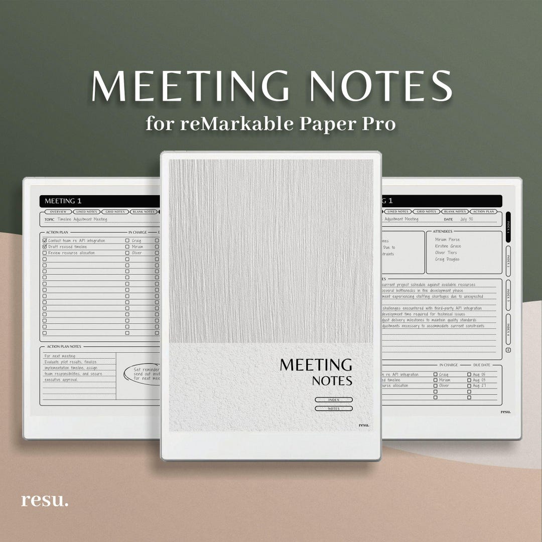 Note Summary for Remarkable Pro, Meeting Book for Remarkable Paper Pro ...