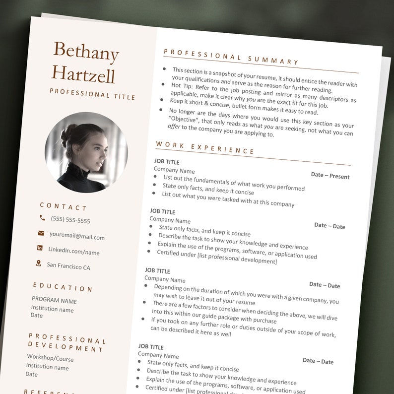 CV Templat, Cv Template Word, Cv Google Docs, CV Template Modern, Photo ...