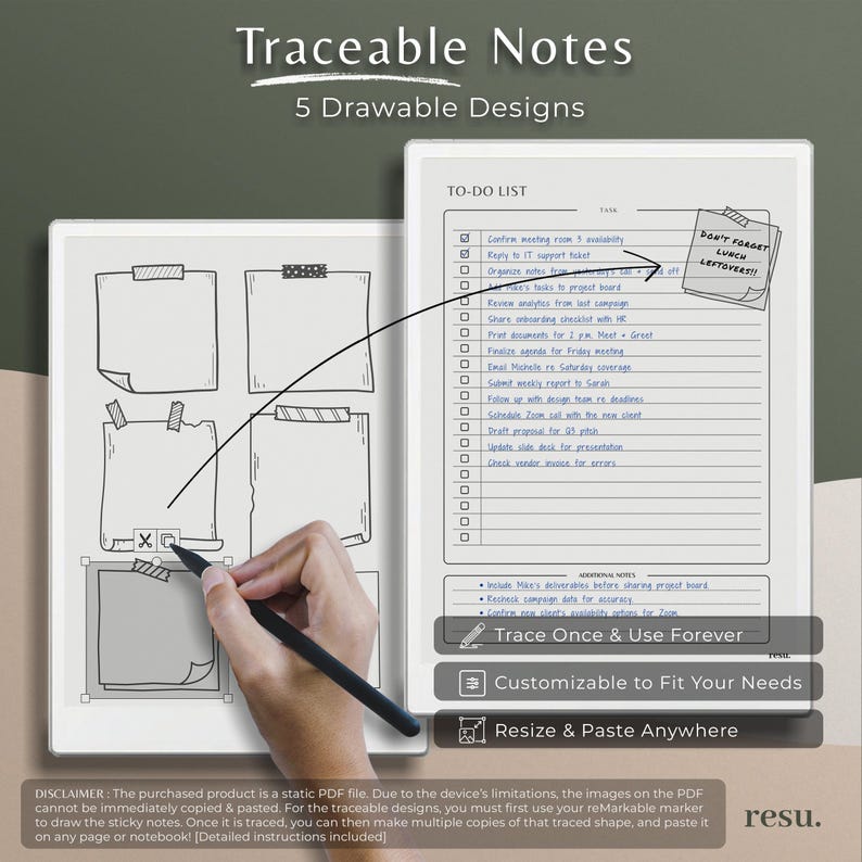 Remarkable Paper Pro Sticky Notes: Digital Planner (PDF) - Etsy