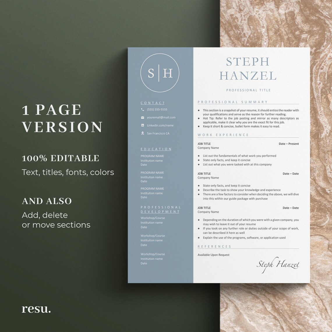 Monogram Cv Template Word, Resume Google Doc, Cv Google Docs, CV ...