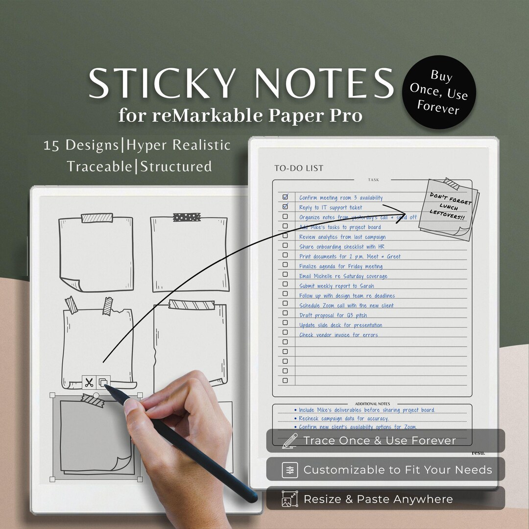 Sticky Notes Reminder Post It for Remarkable Paper Pro, Note Pad, to Do ...