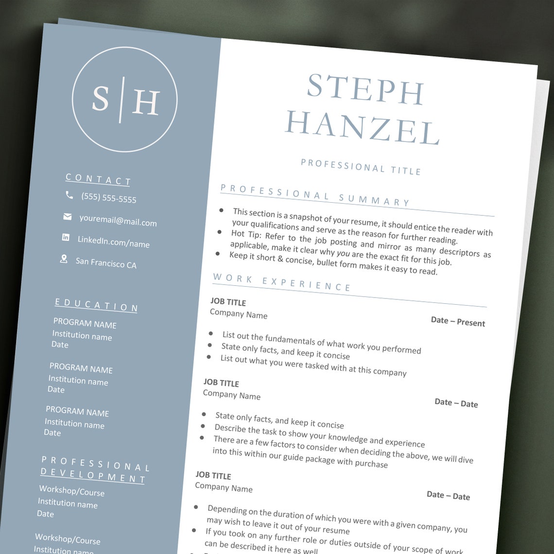 Monogram Cv Template Word, Resume Google Doc, Cv Google Docs, CV ...