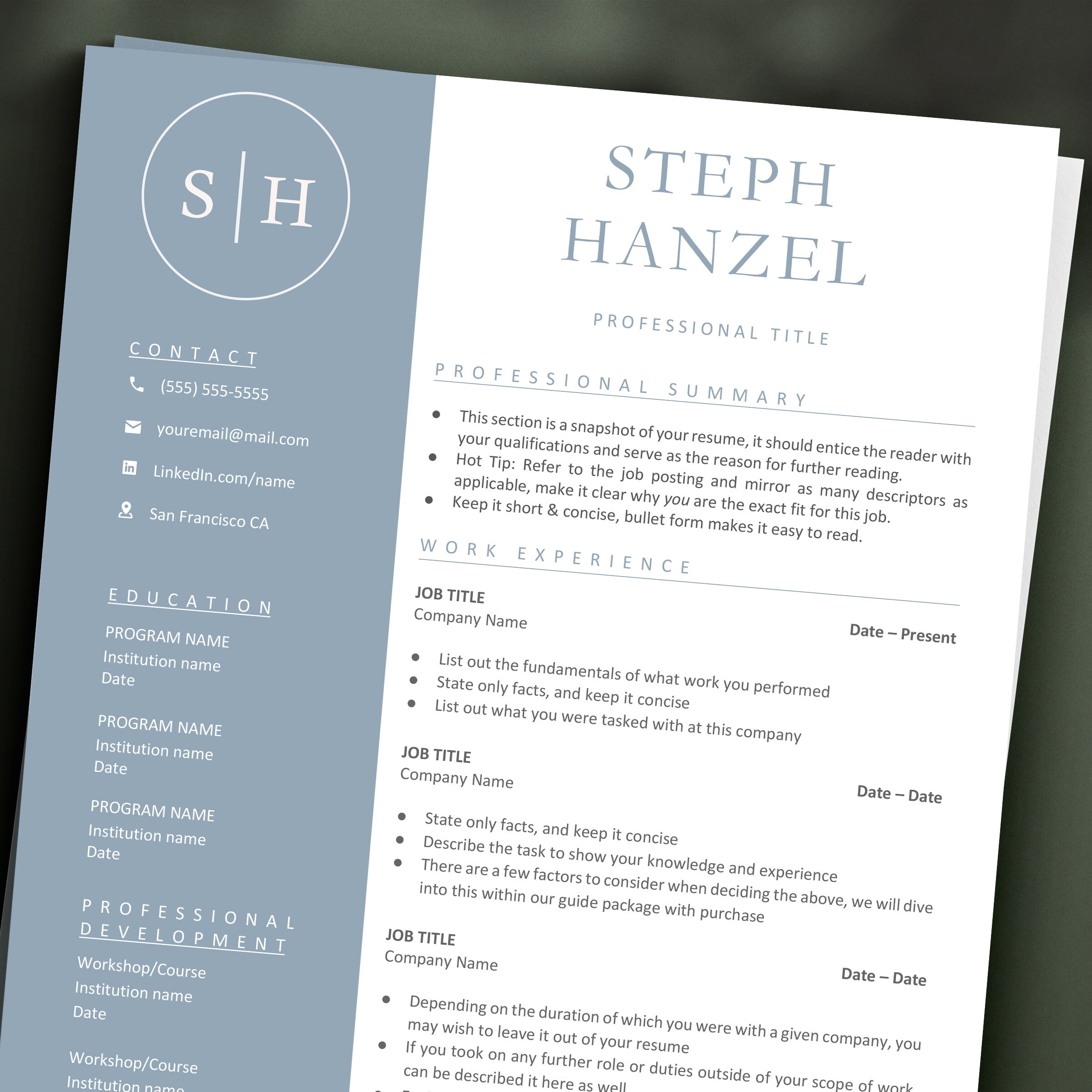 Monogram Cv Template Word, Resume Google Doc, Cv Google Docs, CV ...