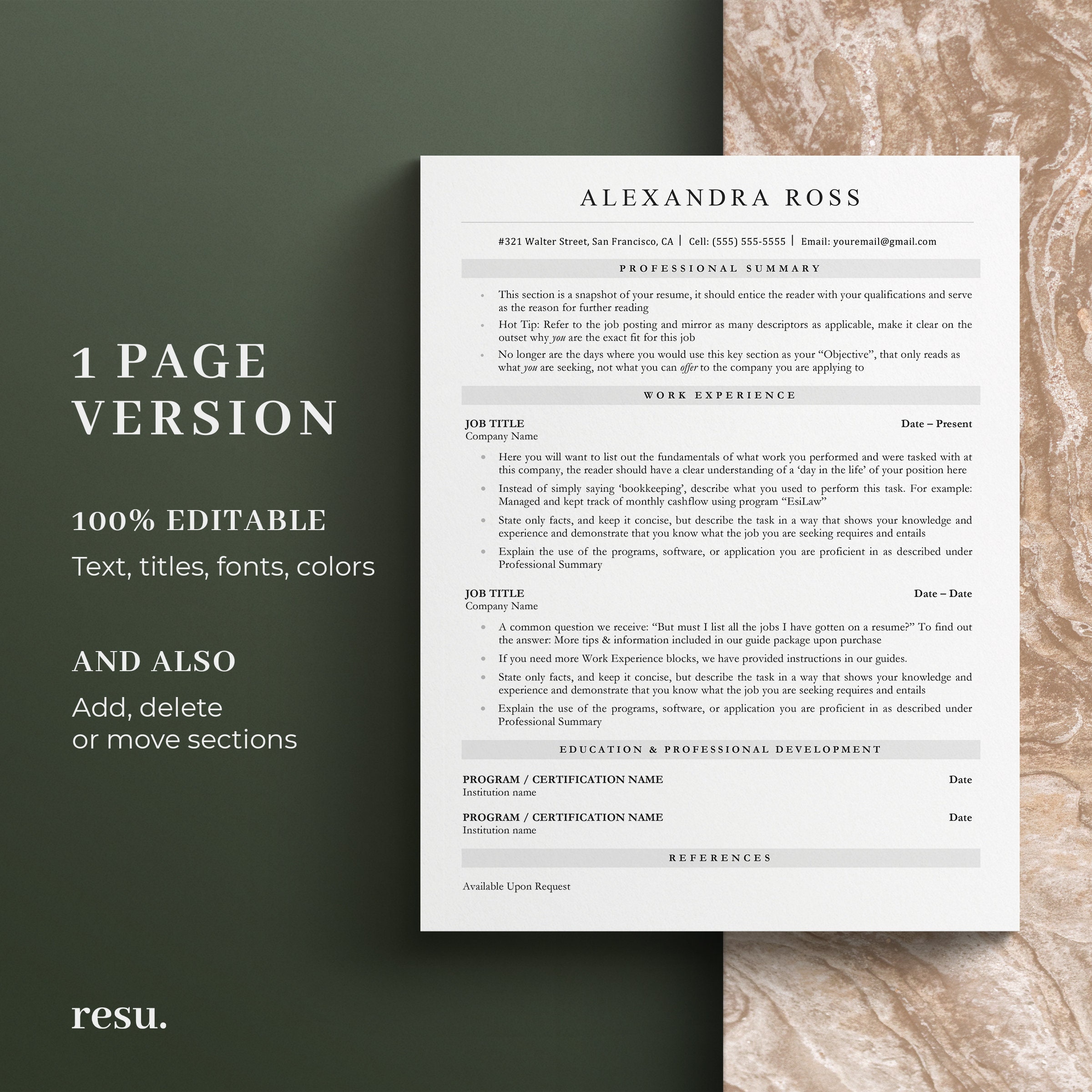 ATS Friendly Resume, Word Google Docs Resume, Teacher Resume Template ...