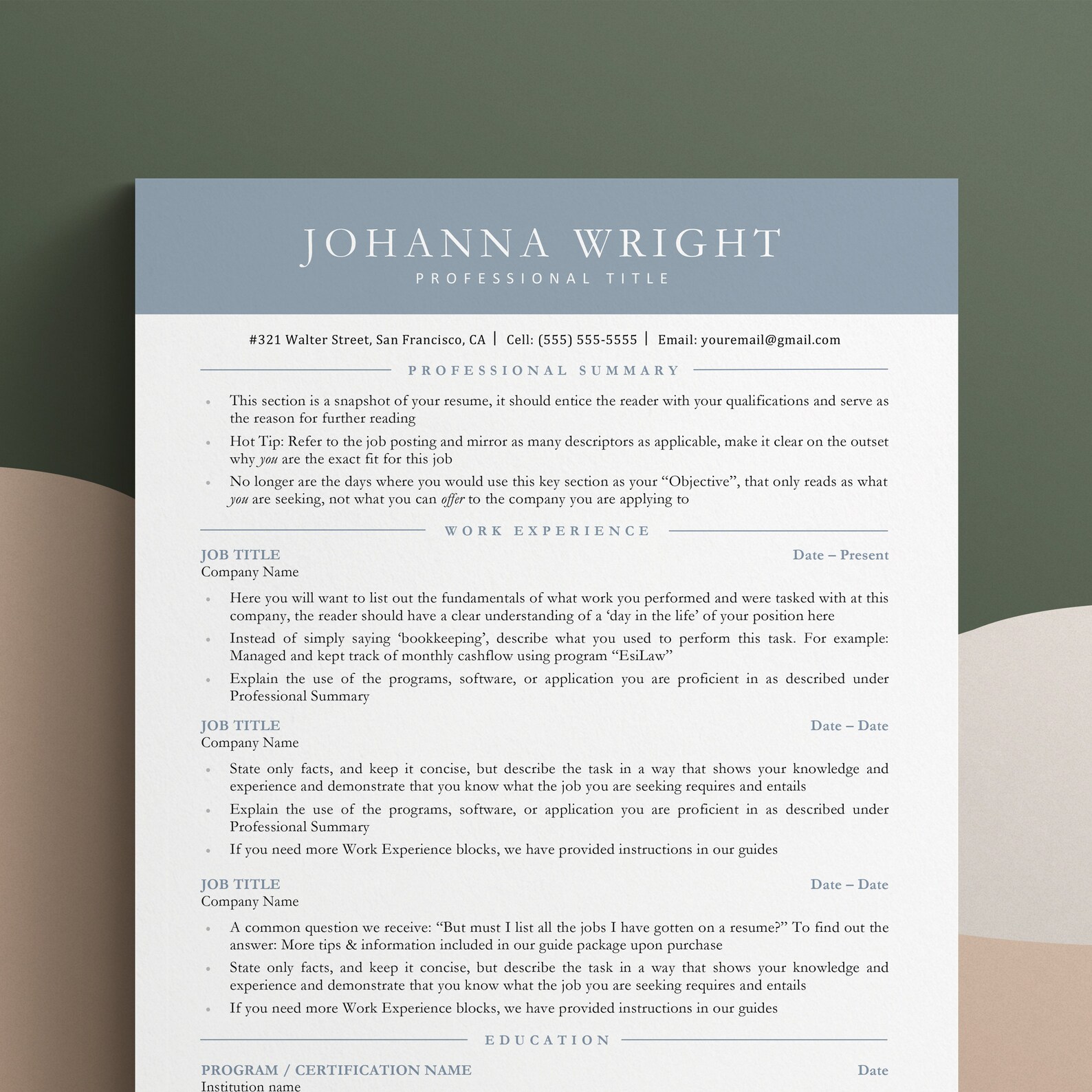ATS Friendly Resume Template Word, CV Template Modern 1, 2 Pages Cover ...