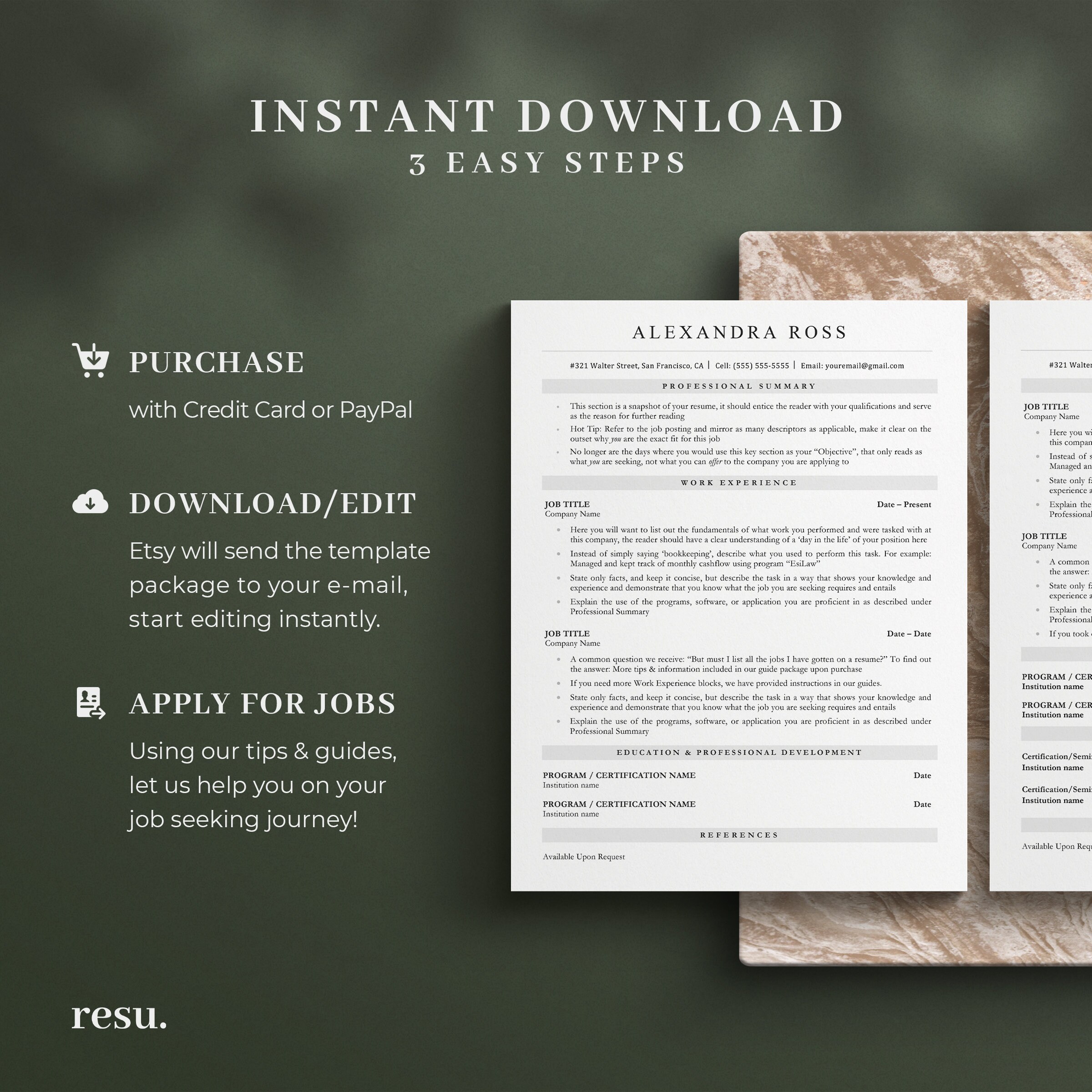 ATS Friendly Resume, Word Google Docs Resume, Teacher Resume Template ...