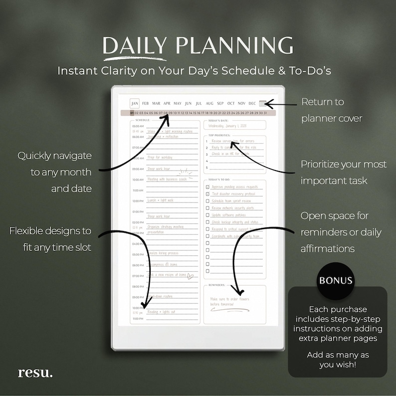 Remarkable Paper Pro Planner, Daily Digital Planner, Undated Reusable ...