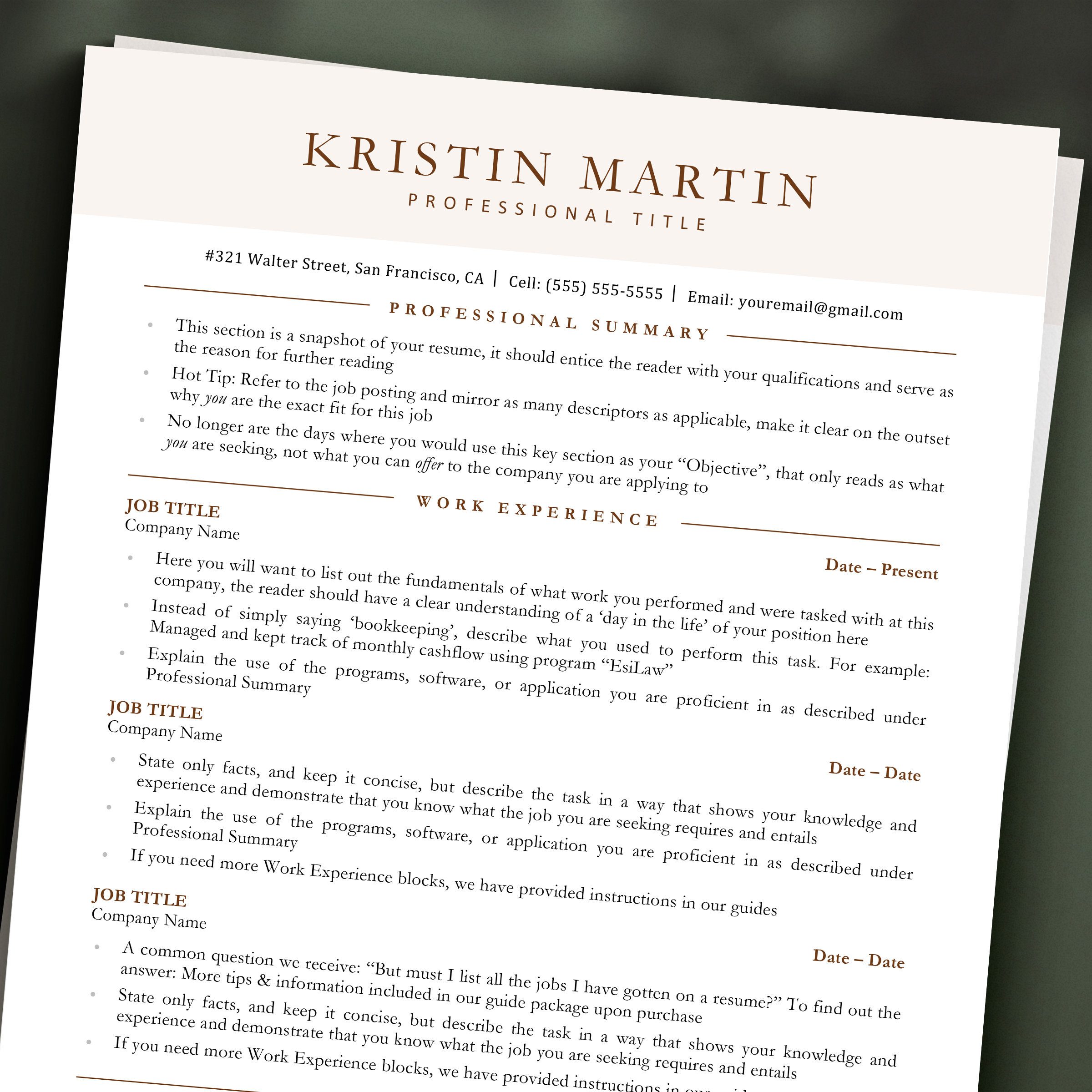 ATS Resume Template, Word and Google Docs Resume, Modern Teacher Resume ...